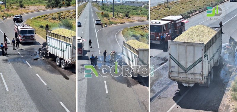 FUEGO ARRAZA CON TRAILER, BOMBEROS TRABAJAN EN EXTINGUIRLO - ENCORTO NEWS